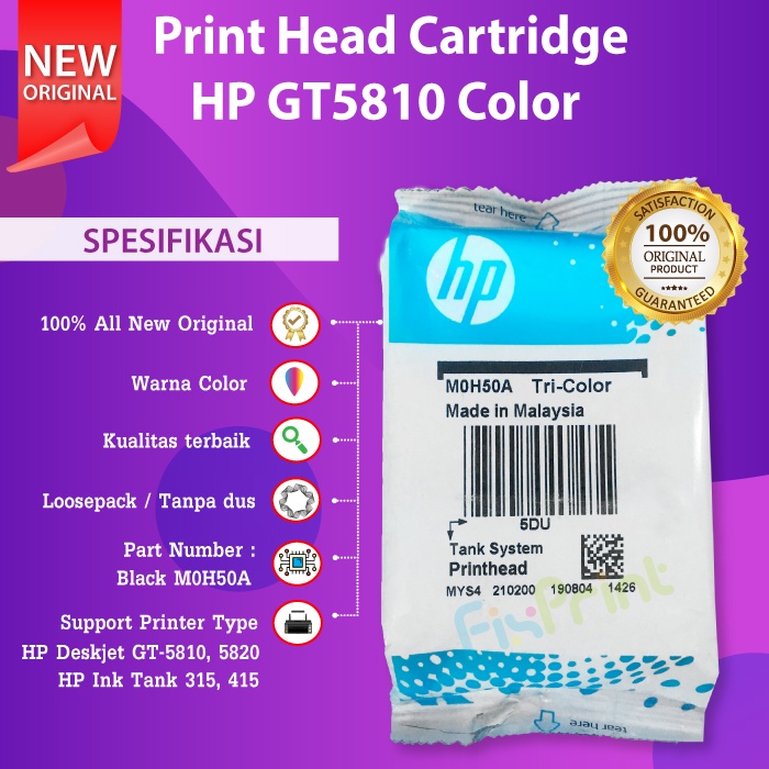 Jual Head Cartridge HP GT5810 GT5820 M0H51A M0H50A Printer 115 315 415 ...