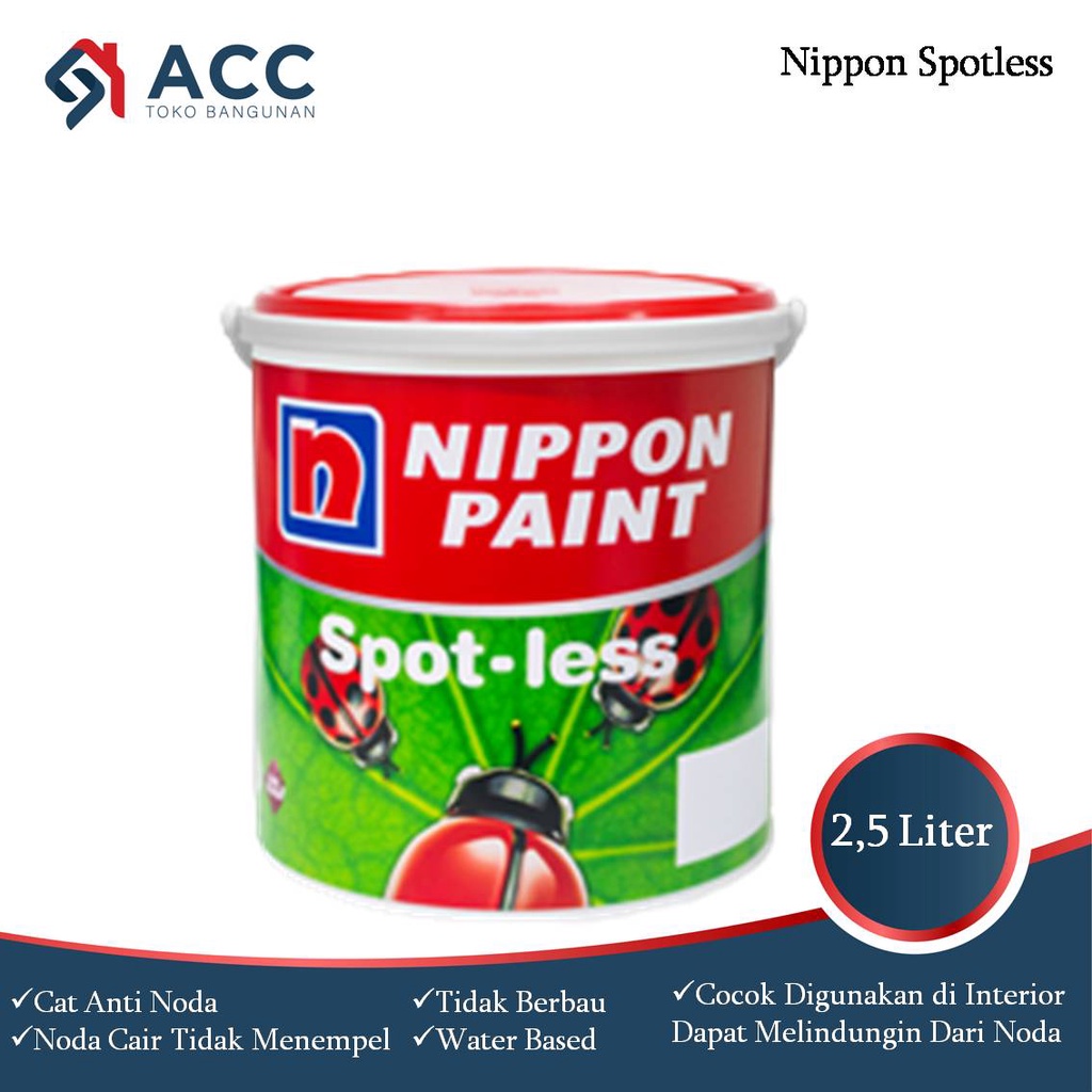 Jual Nippon Spotless Cat Tembok Interior 2,5 liter (SEMUA WARNA READY ...