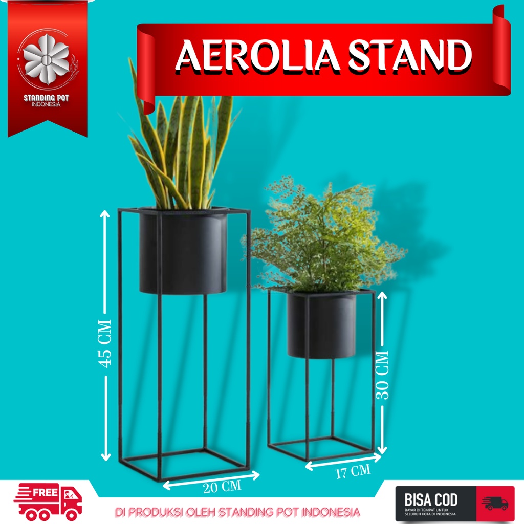 Jual Standing Pot Besi Minimalis 1 SET 2 PCS AEROLIA Stand Plant Flower ...
