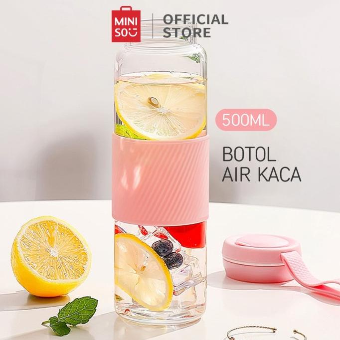 Jual MINISO Botol Minum Tempat Air Kaca 500ml Lucu Olahraga Sekolah ...
