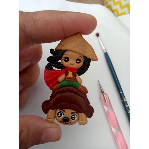 Jual clay doll hanmade princess raya(bisa untuk gantungan kunci ...