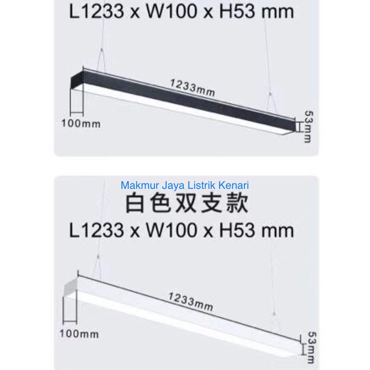 Jual Hanging Lamp Office Kosongan T8 2 Lampu Balok Gantungan TL T8 2 ...