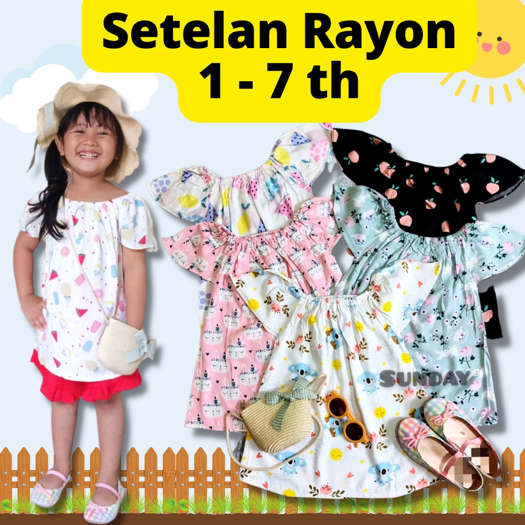 Jual SETELAN ANAK RAYON 1 - 6 tahun Premium Bebas Pilih Warna by Sunday ...