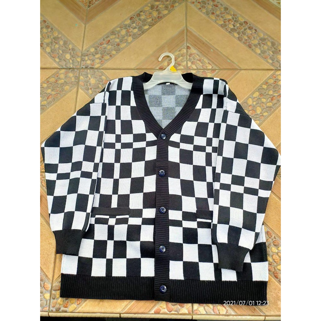 Jual Cardigan Jaemin Motif Catur / Cardigan Rajut Oversize / Cardigan ...