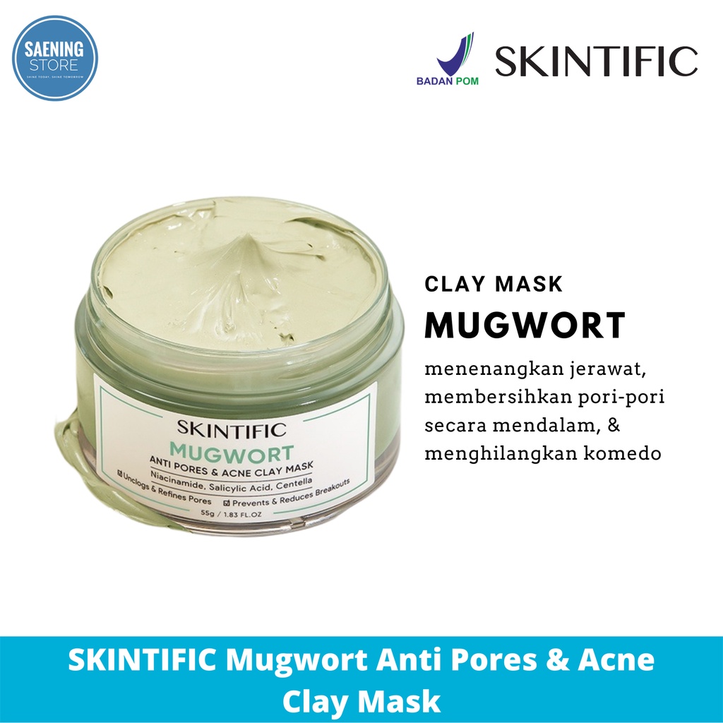 Jual SKINTIFIC Mugwort Mask Anti Pores & Acne Clay Mask 55g Pore ...