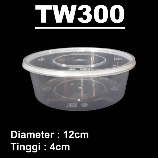 Jual Kotak Makan Plastik / Thinwall / Food Container - Bulat 300ml ...