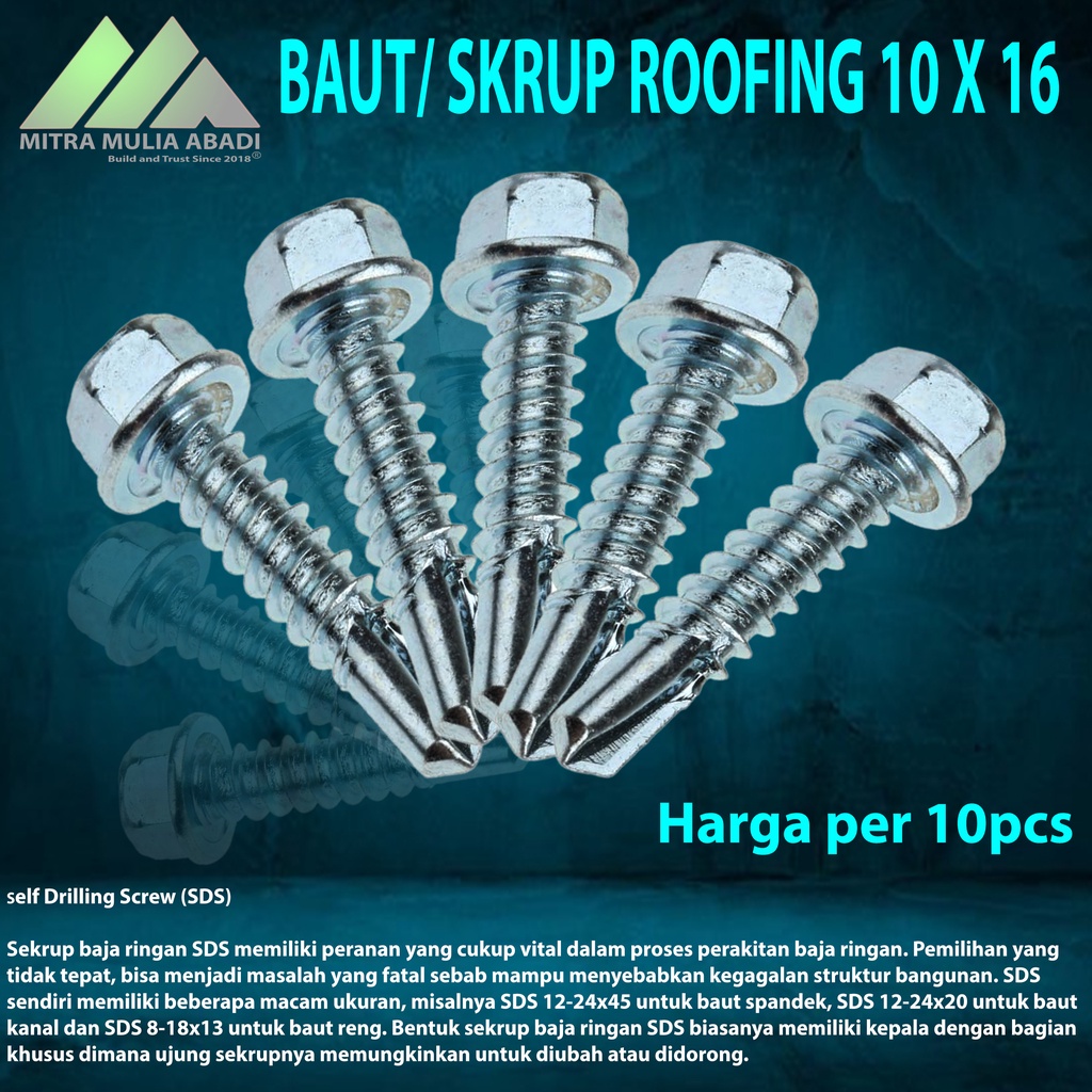 Jual Sekrup/ Baut Baja Ringan 10 x 16 - Sekrup Rofing Roofing 10 x 16 ...