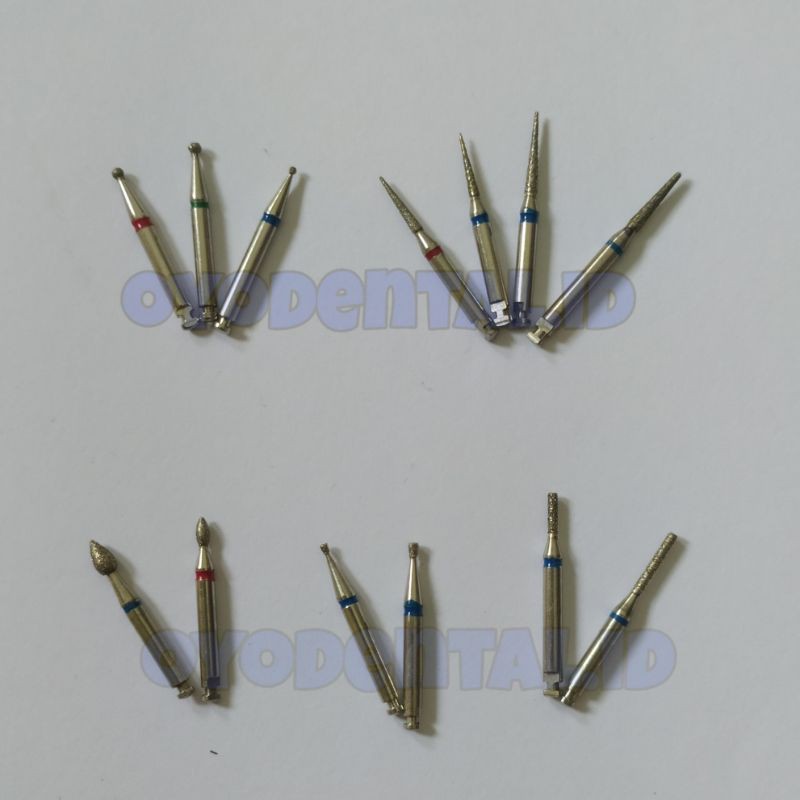 Jual Dental diamond bur low speed / bur preparasi intan / mata bor / round flame fissure tapper ...