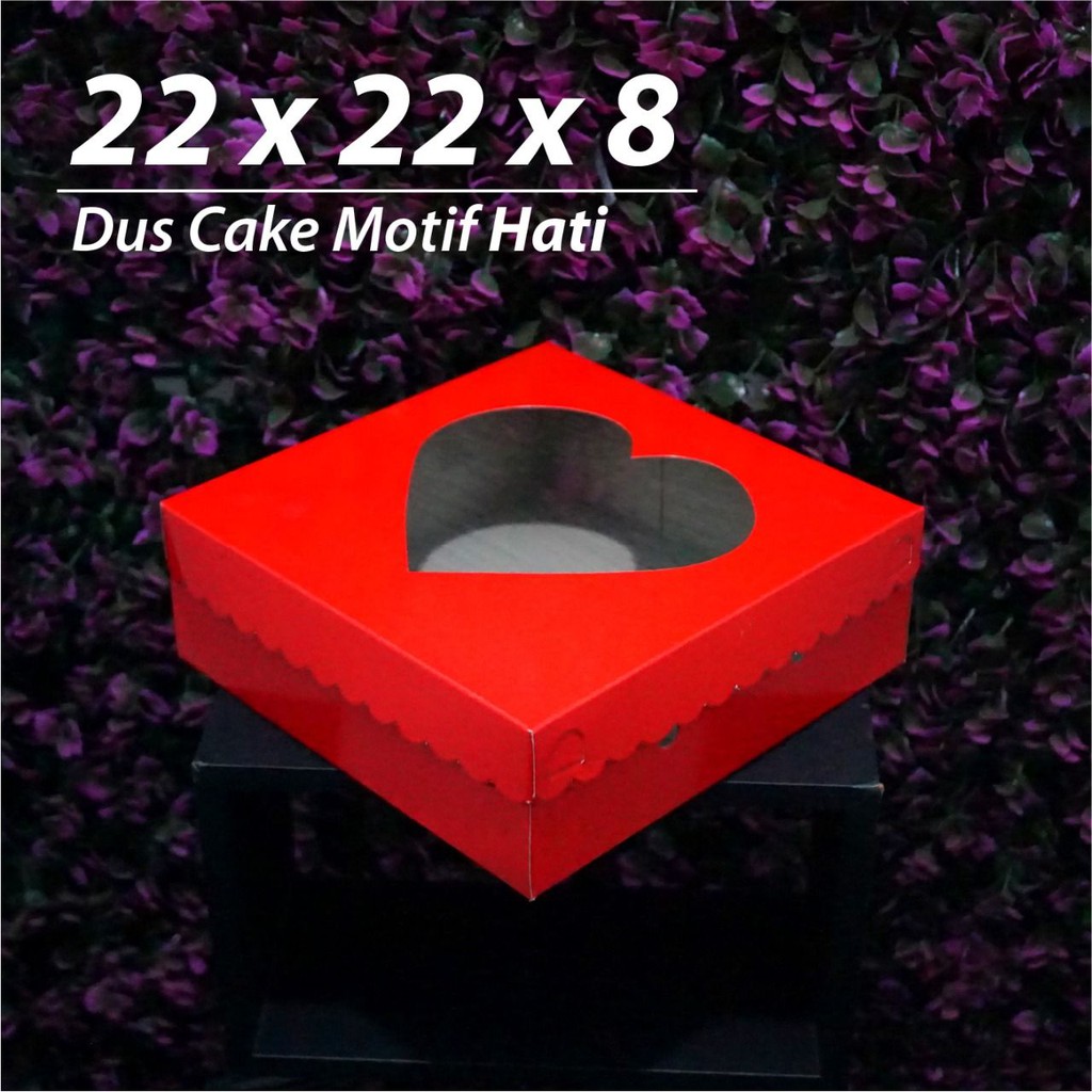 Jual Dus Merah motif Hati 22 x 22 x 8 cm - Love - Dus Kue - Cake Box ...