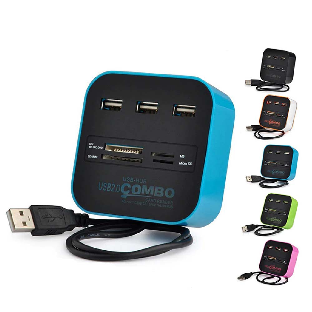 Jual All-In-One Multi-card Reader dengan 3 port USB 2.0 hub Combo ...