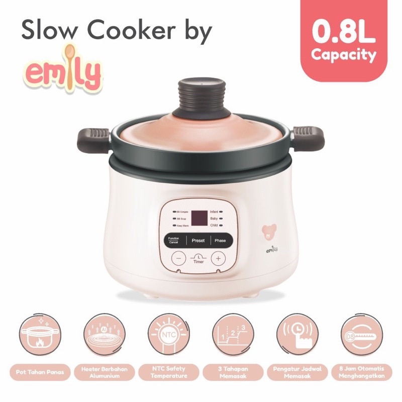 Jual Emily Slow Cooker Claypot 0.8L / Baby & Family Food Maker | Shopee ...