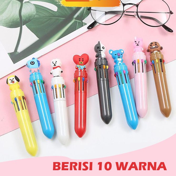 Jual PULPEN / BALLPOINT /10 WARNA KPOP / PENA WARNA WARNI BT 21 UNIK ...