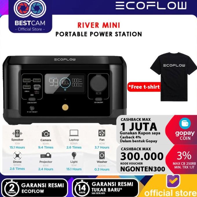 Jual EcoFlow River Mini 210Wh 300W Wireless Charging Portable Power Station ready ship | Shopee ...