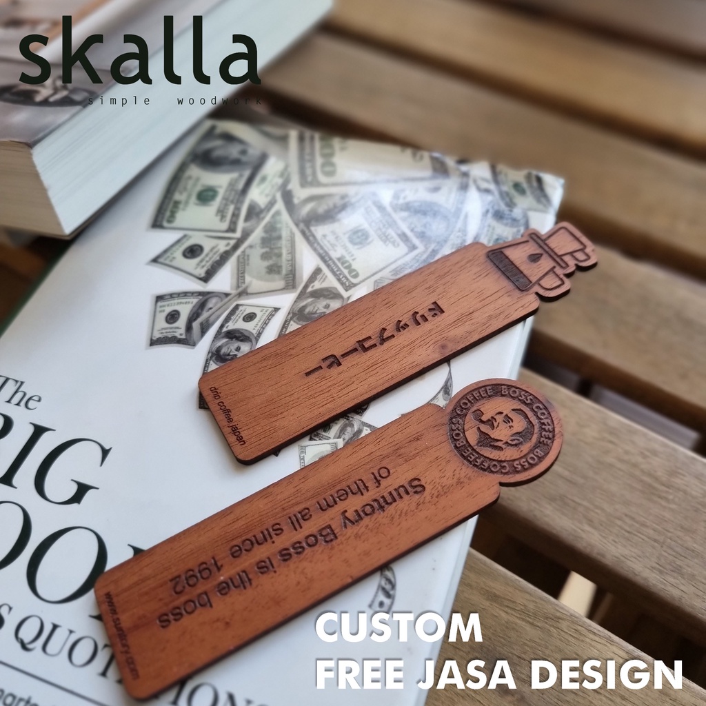 Jual pembatas buku bookmark kayu custom souvenir gift hadiah alat tulis ...