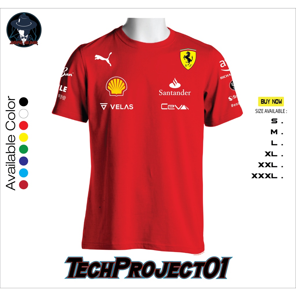 Jual New T-Shirt Kaos Team Scuderia Ferrari Santander Team F1 2022 Best ...