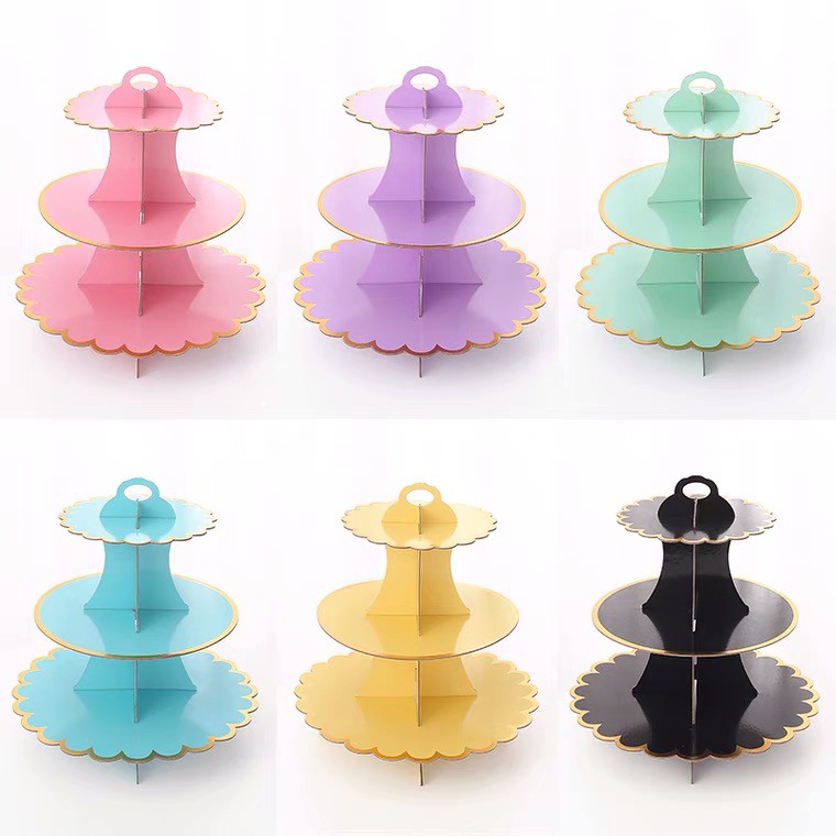 Jual STAND CUPCAKE 3 SUSUN MOTIF POLOS LIST BUNGA / CAKE TIER 3 SUSUN ...
