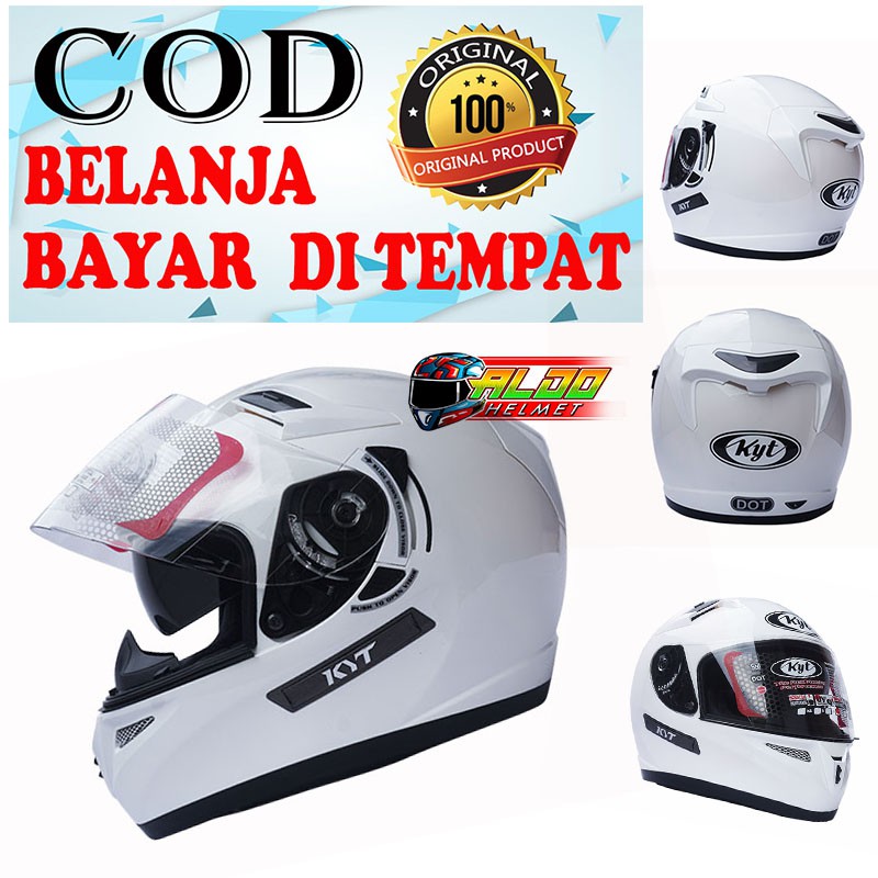 Jual KYT K2 RIDER POLOS WHITE DOUBLE VISOR ORIGINAL HELM FULL FACE ...