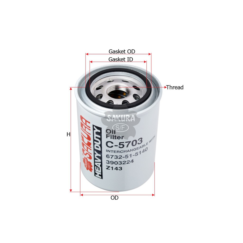 Jual Sakura Oil Filter Oli C-5703 Cummins Genset, Crawler D10, Komatsu ...