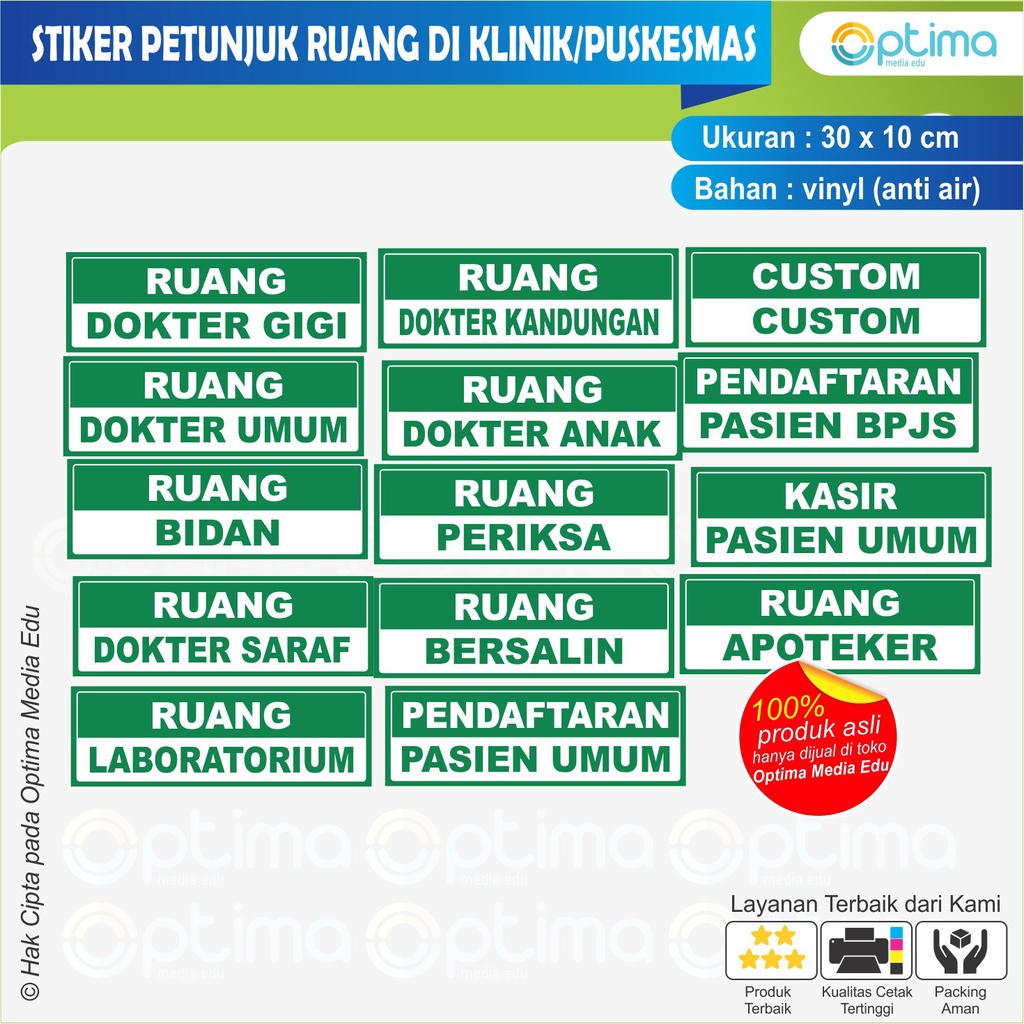 Jual STIKER PETUNJUK RUANG DI KLINIK / PUSKESMAS /RUMAH SAKIT | Shopee Indonesia