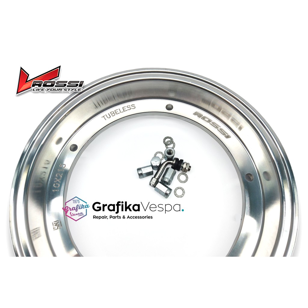 Jual Velg tubeless vrossi SILVER NC, BLACK ANO, BLACK CROME vespa Ring ...