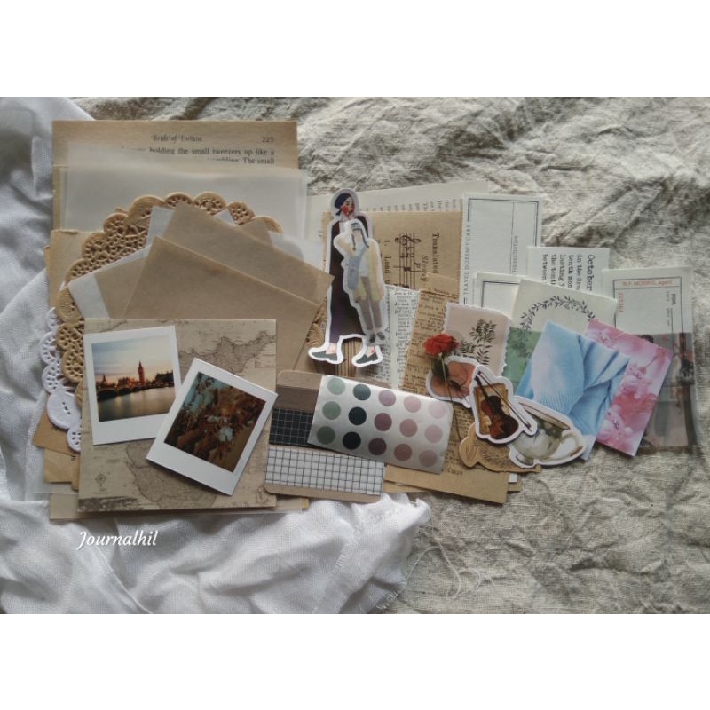 Jual 70 pcs journaling journal kit vintage aesthetic | Shopee Indonesia