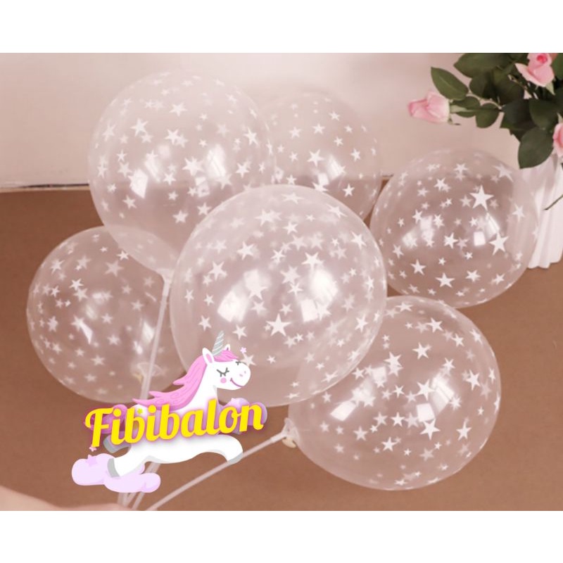 Jual Balon latex transparan motif bintang / balon ulang tahun | Shopee ...