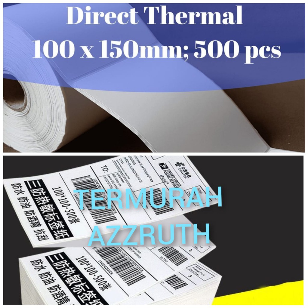 Jual Label Thermal 100x150 Kertas isi 500 Lembar Sticker Receipt Printer Barcode | Shopee Indonesia
