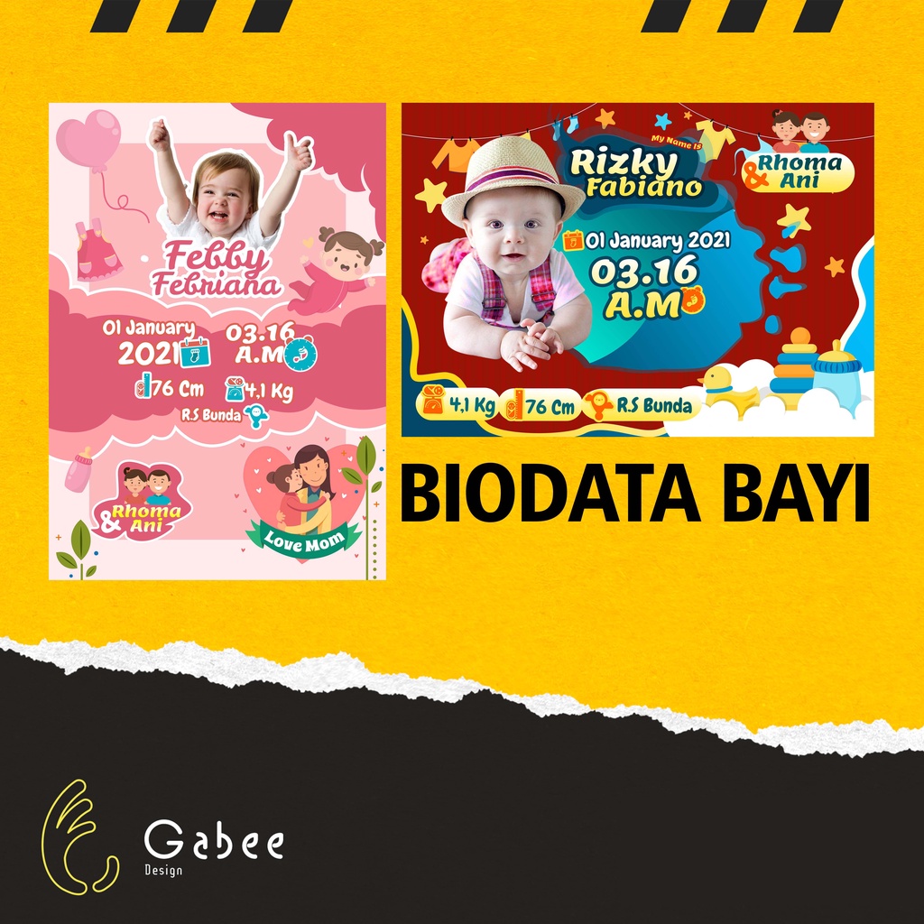 Jual POSTER BIODATA BAYI KELAHIRAN UKURAN 12RS CUSTOM GRATIS DESAIN ...