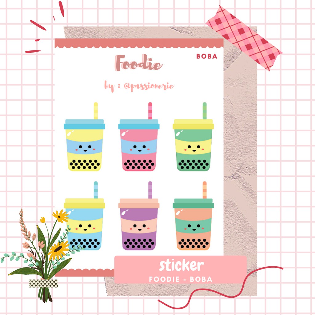 Jual Sticker Foodie BOBA DONUT ICE CREAMS Passionerie Aesthetic Bullet ...