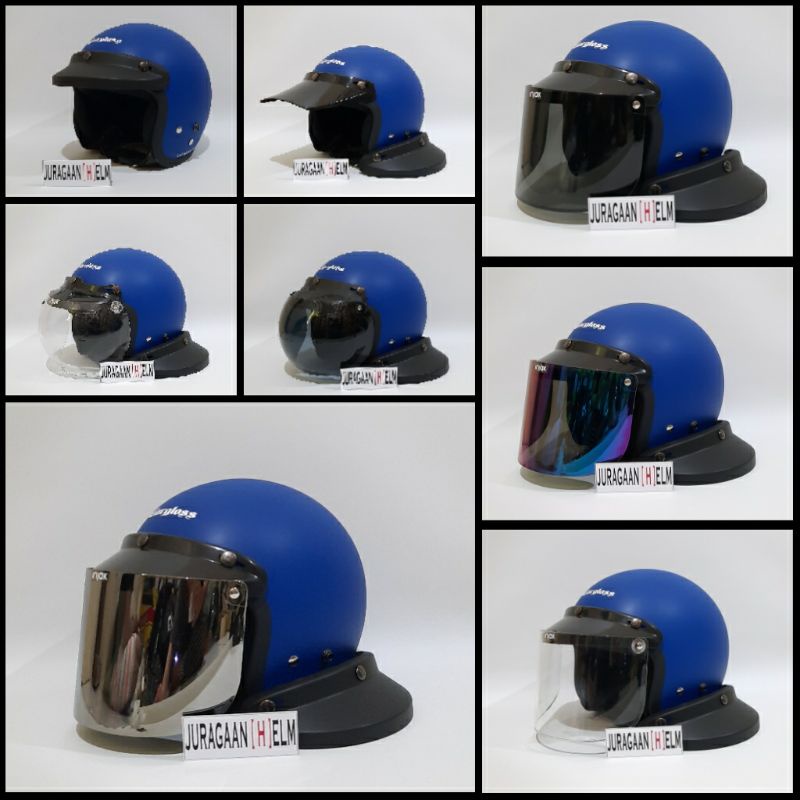 Jual HELM CARGLOSS CARGLOS CFM RETRO ORIGINAL POLICE BLUE DOFF BIRU ...