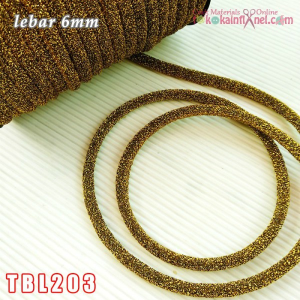 Jual Tbl203 Tali Bulat Glitter 6mm Emas /Gold Per Meter | Shopee Indonesia