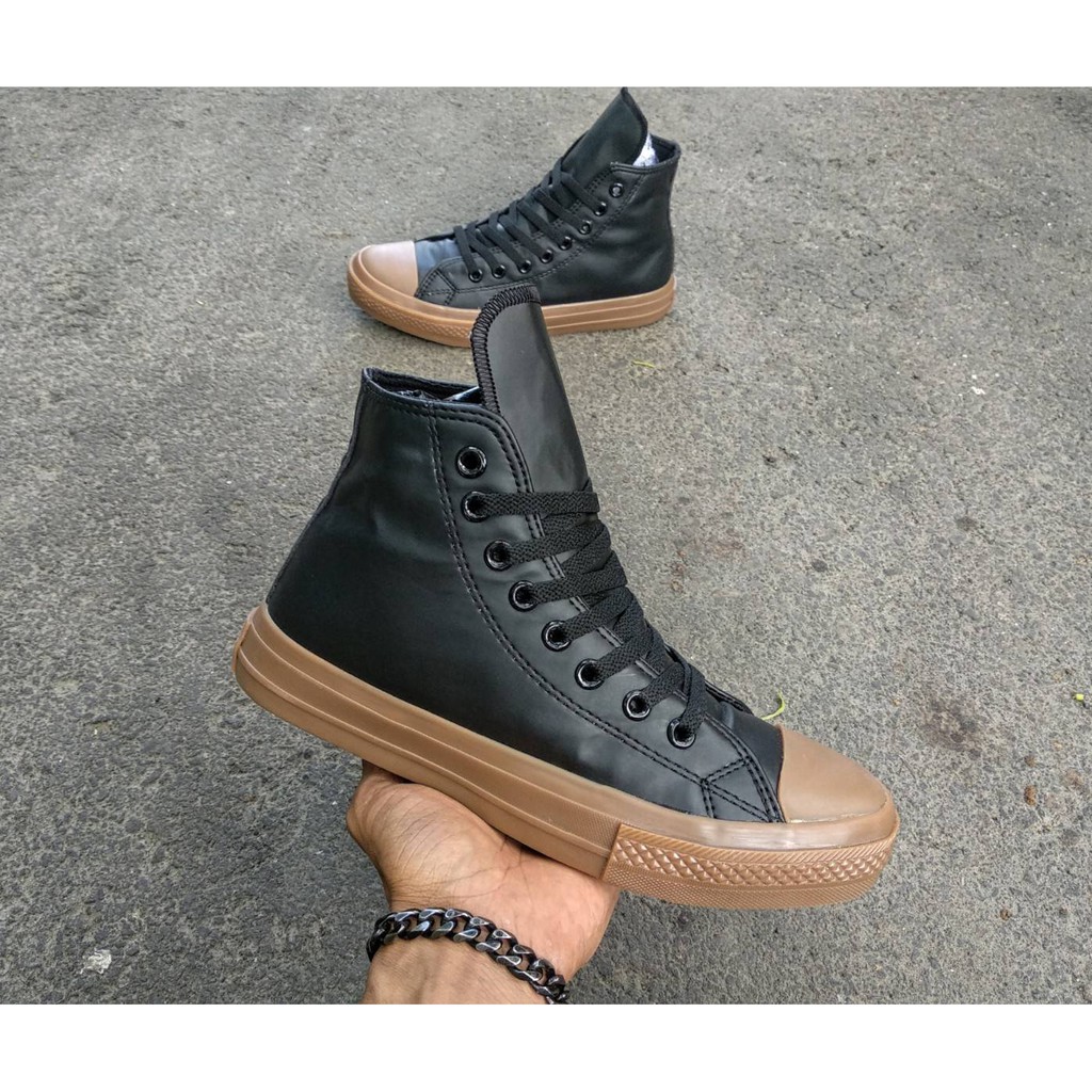 Jual Sepatu Converse Chuck Taylor PIU Leather kulit Hi black Gum ...