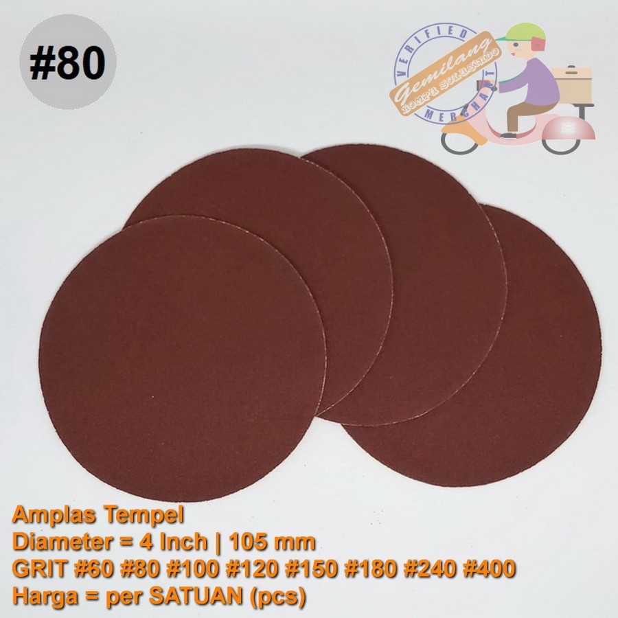 Jual Amplas Bulat Tempel Grit 80 Perekat 4 In Inch 4in 4inch 105mm ...
