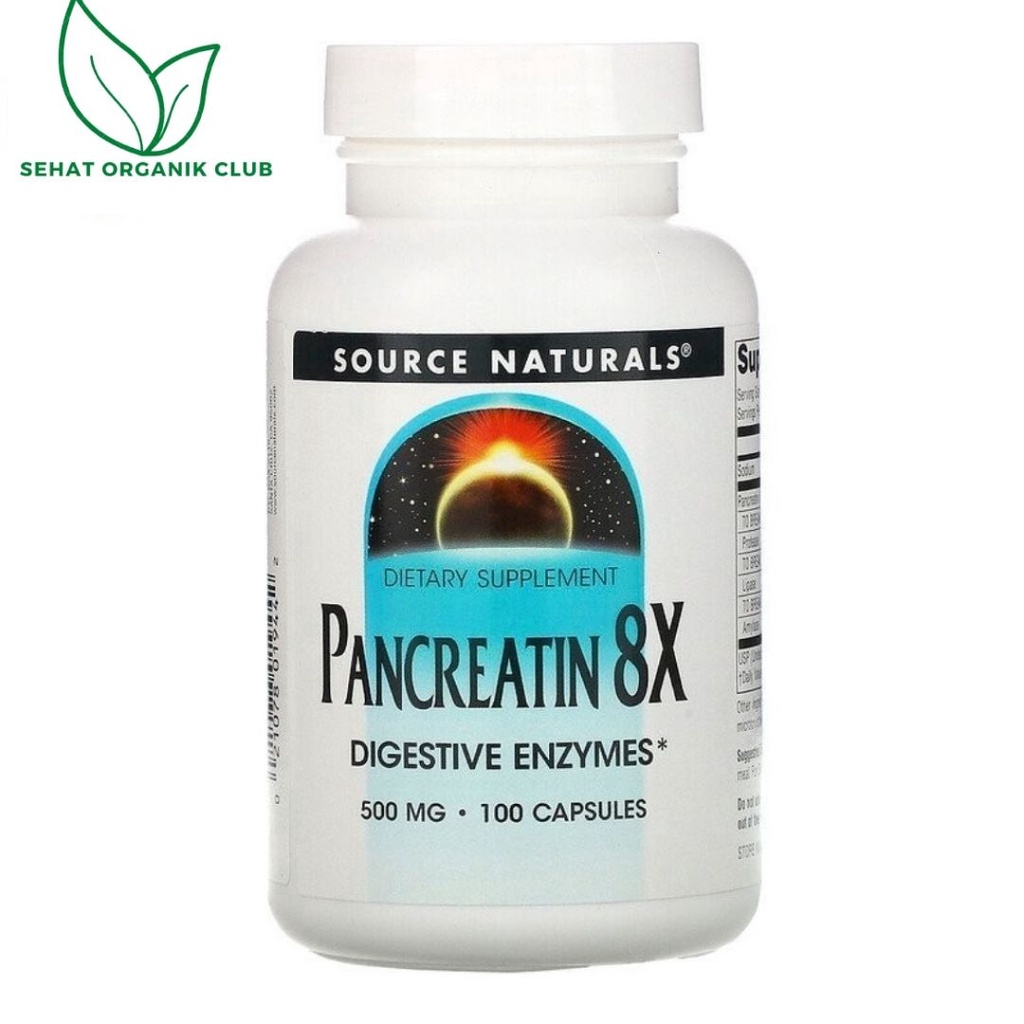 Jual Source Naturals Pancreatin 8X 500 mg 100 Capsules | Shopee Indonesia