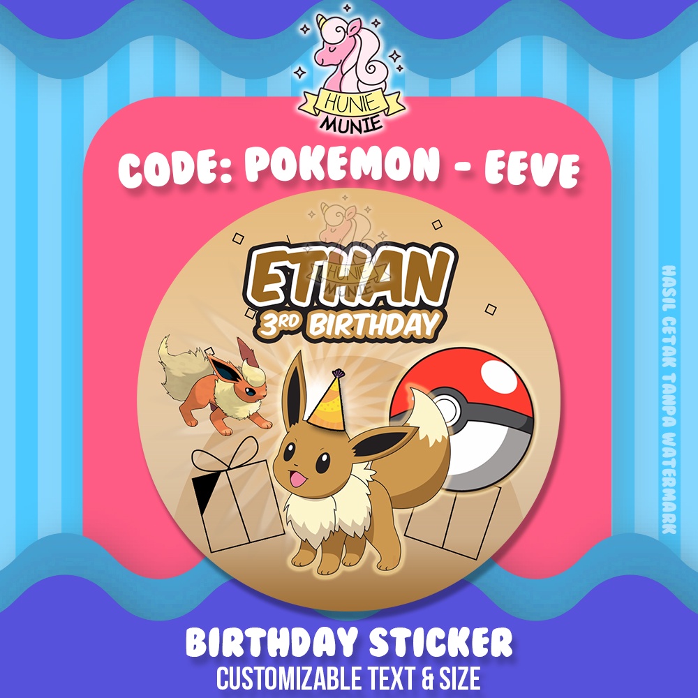 Jual Sticker Birthday Custom - Pokemon Pikachu Pichu (20pcs) Stiker ...