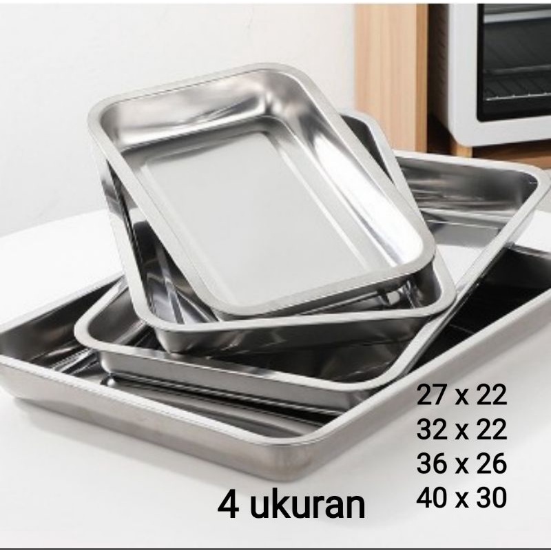Jual Nampan stainless steel 32 x 22 x 3 cm baki baking Tray kue roti ...