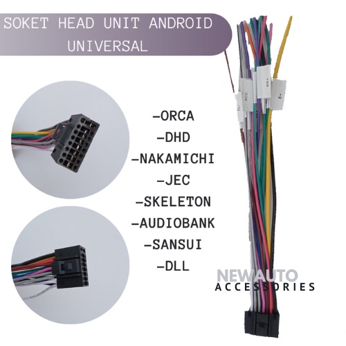Jual kabel soket head unit android ORCA SKELETON NAKAMICHI DHD JEC ...