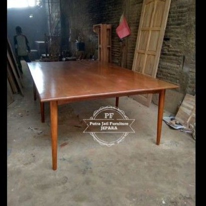 Jual Meja rapat meja makan panjang 2x1 meter kayu jati retro | Shopee ...