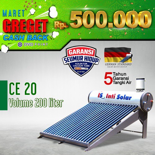 Jual INTI SOLAR WATER HEATER PEMANAS AIR MATAHARI 200 LITER PCE20 ...