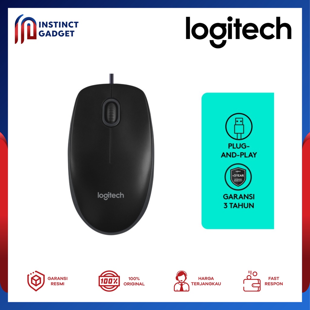 Jual Mouse Logitech USB B100 Original Garansi Resmi - 1 Tahun | Shopee ...
