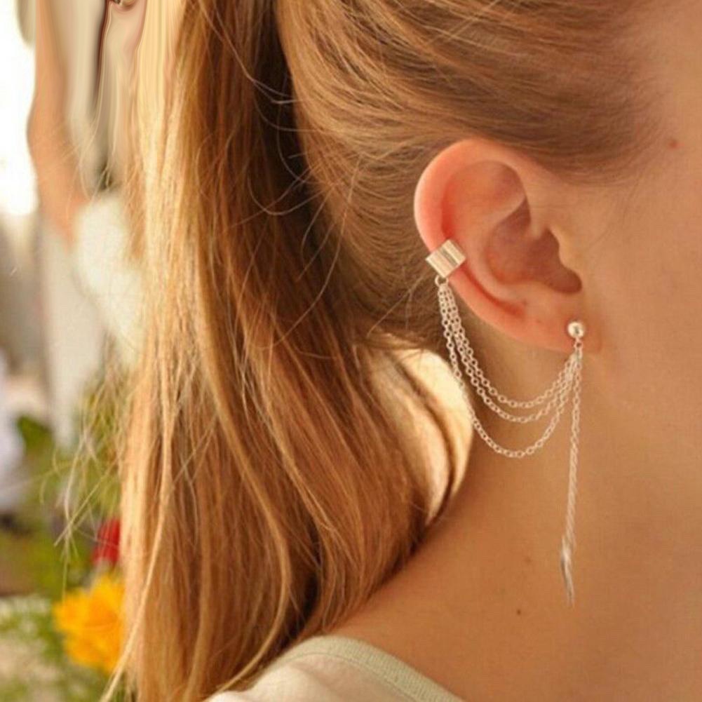 Jual Anting Wanita Rantai Menjuntai Klik Telinga AT42 | Shopee Indonesia