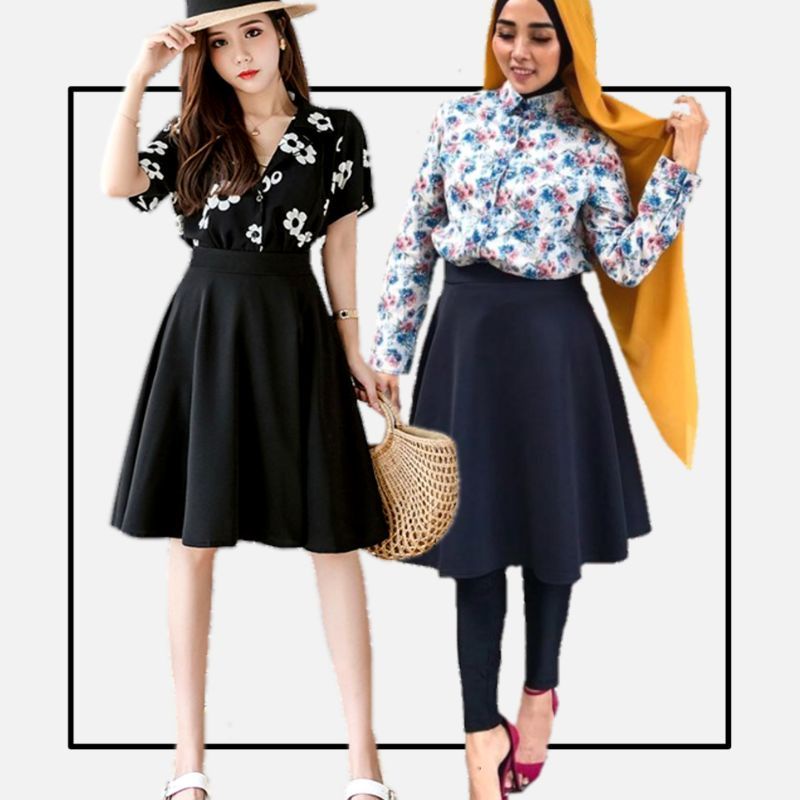 Jual ROK LEBAR / ROK PENDEK MAYUNG SCUBA / ROK MIDI FLARE SKIRT / ROK ...