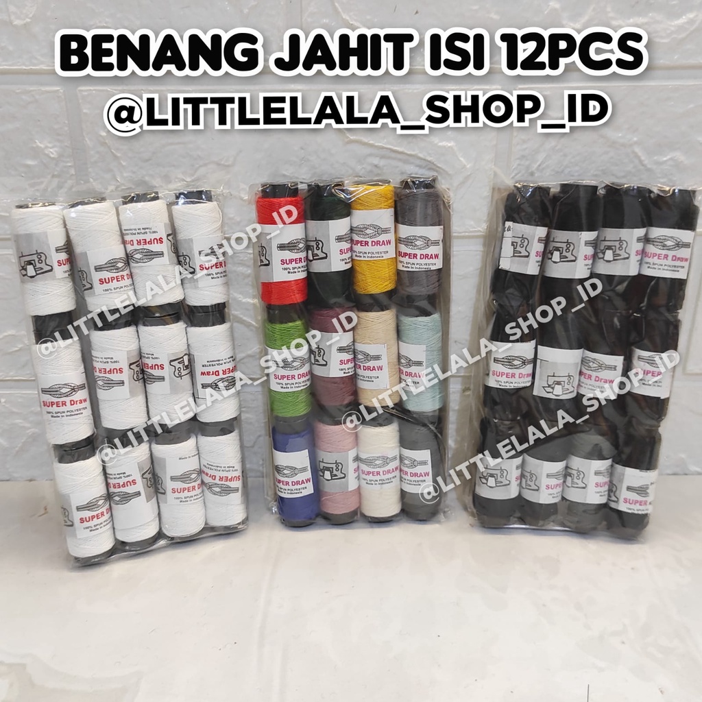 Jual Benang Jahit 12pcs /Benang jahit lusinan/1 lusin warna warni ...