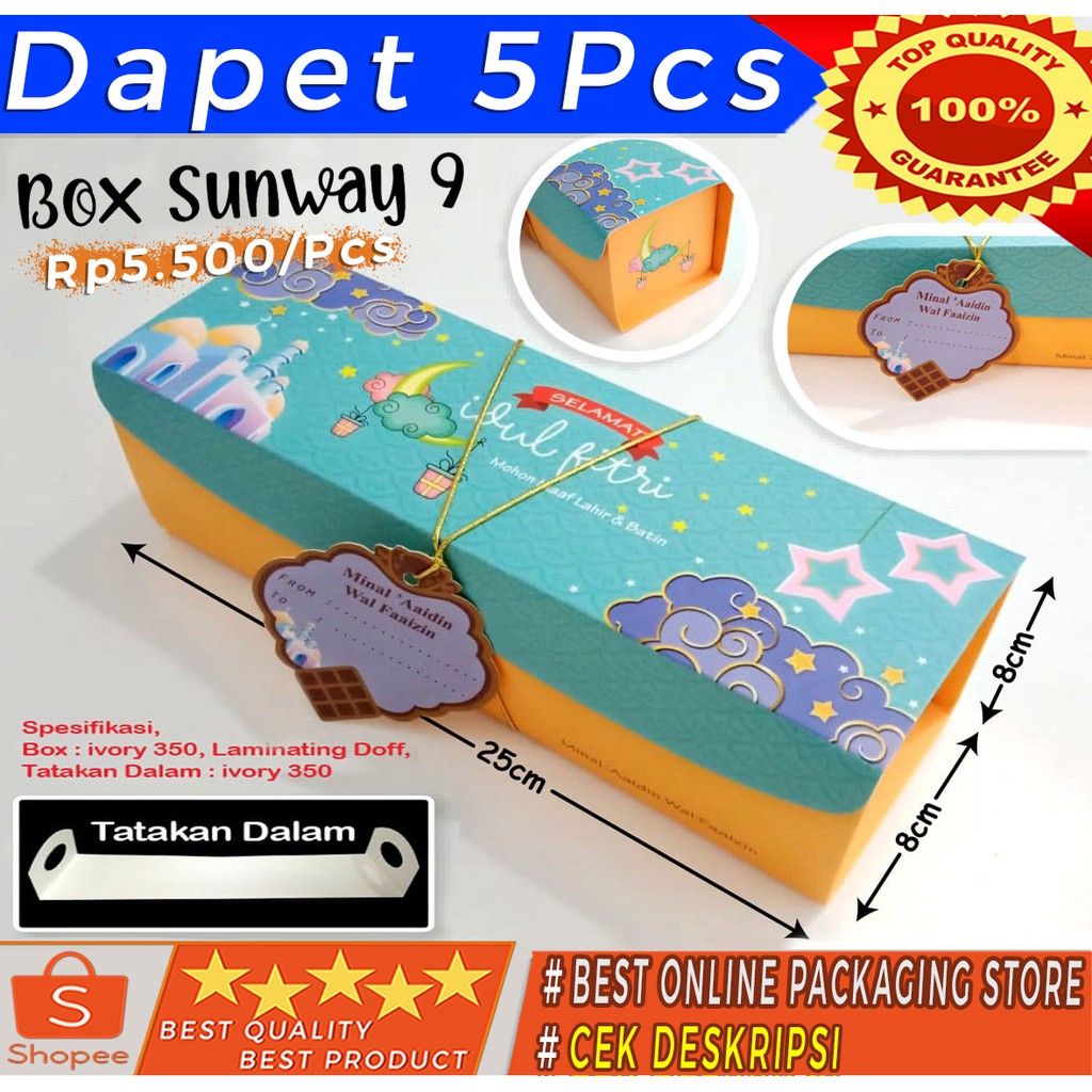 Jual Sunway 9 - Dus kotak box wadah kue cake LEBARAN Biru Kuning ...