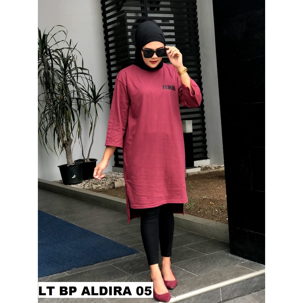Jual Aldira long tunik midi/atasan wanita trending/kaos premium wanita ...