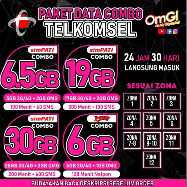 Jual PAKET DATA TELKOMSEL SIMPATI/AS/LOOP COMBO + OMG 24 JAM 30 HARI ...