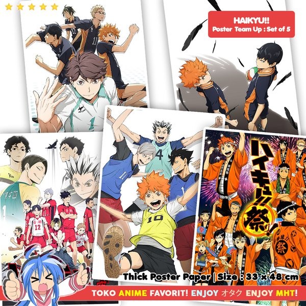 Jual Poster Anime Haikyuu Team Set Of 5 Karasuno Aoba Nekoma Fukurodani ...