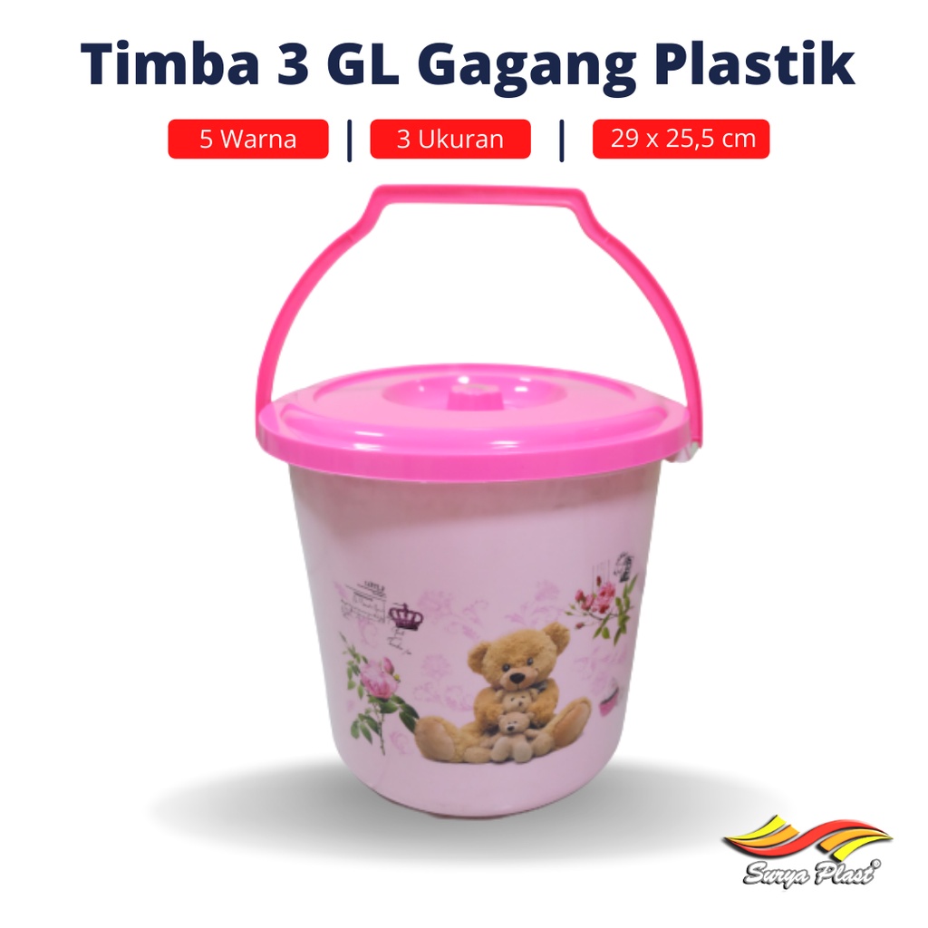 Jual Surya Plast Timba Air Plastik Dengan Tutup | 3 Galon | Shopee ...