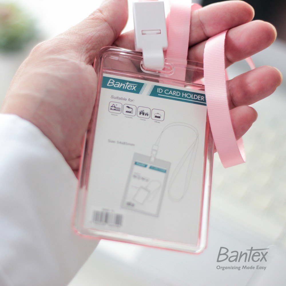 Jual ID CARD HOLDER TRANSPARANT BANTEX 8868 LARNYARD POTRAIT| NAME TAG ...
