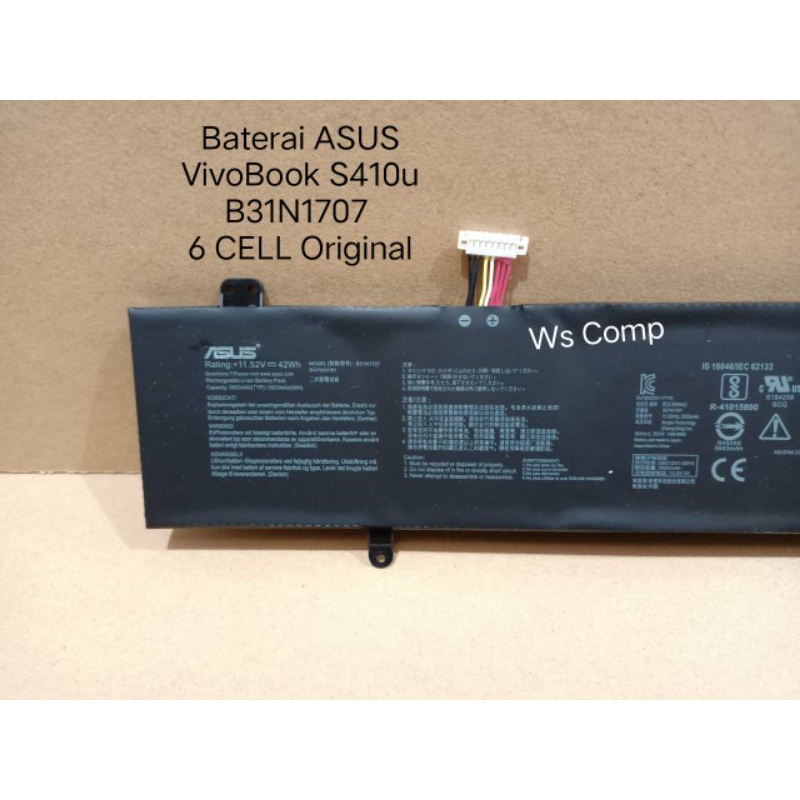 Jual Baterai ASUS VivoBook S410u B31N1707 6 CELL Original | Shopee Indonesia